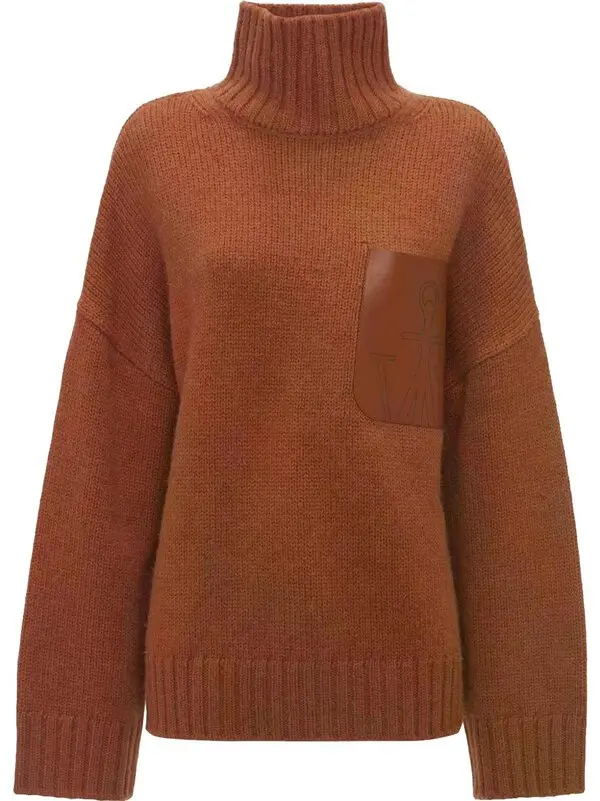 JW Anderson Anchor-logo Ribbed-knit Jumper - Brown