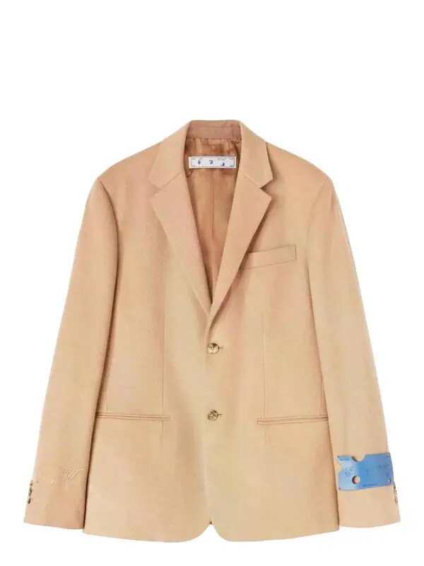 Off-White Embroidered-logo Single-breasted Blazer - Brown