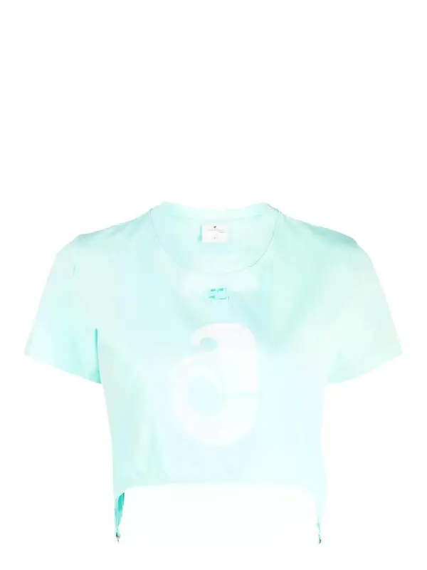 COURREGES Suspenders-effect Cropped T-shirt - Blue
