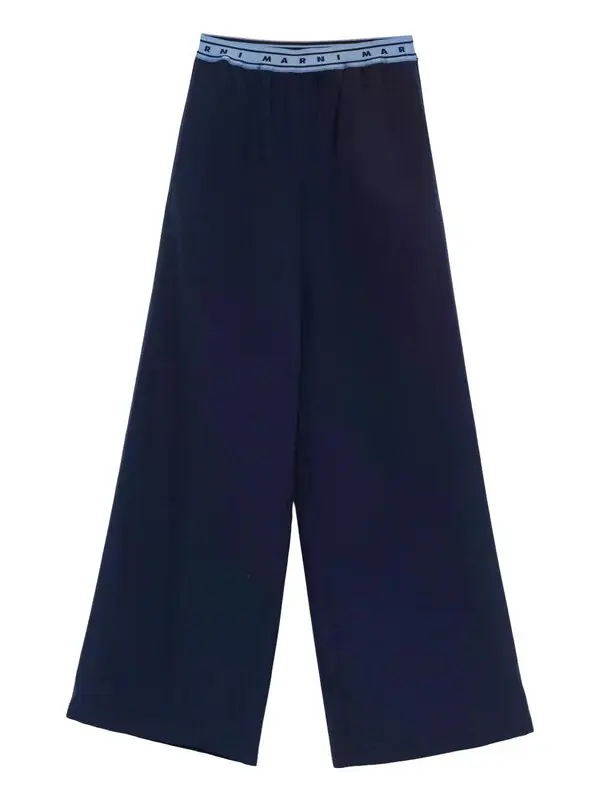 Marni Logo-band Wool Trousers - Blue