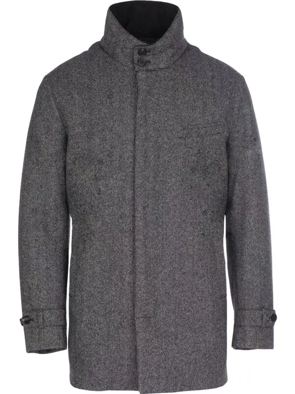 NORWEGIAN WOOL Virgin Wool-cashmere Blend Herringbone Coat - Grey