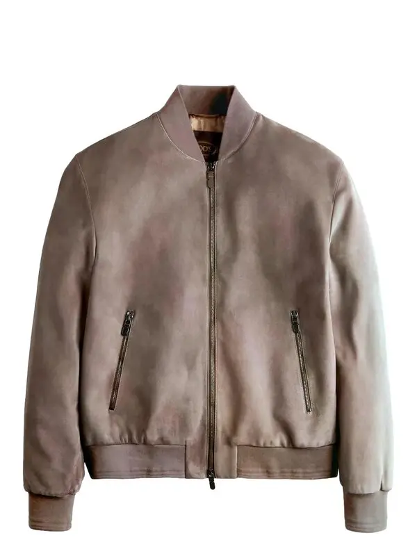 TOD'S Suede Bomber Jacket - Brown
