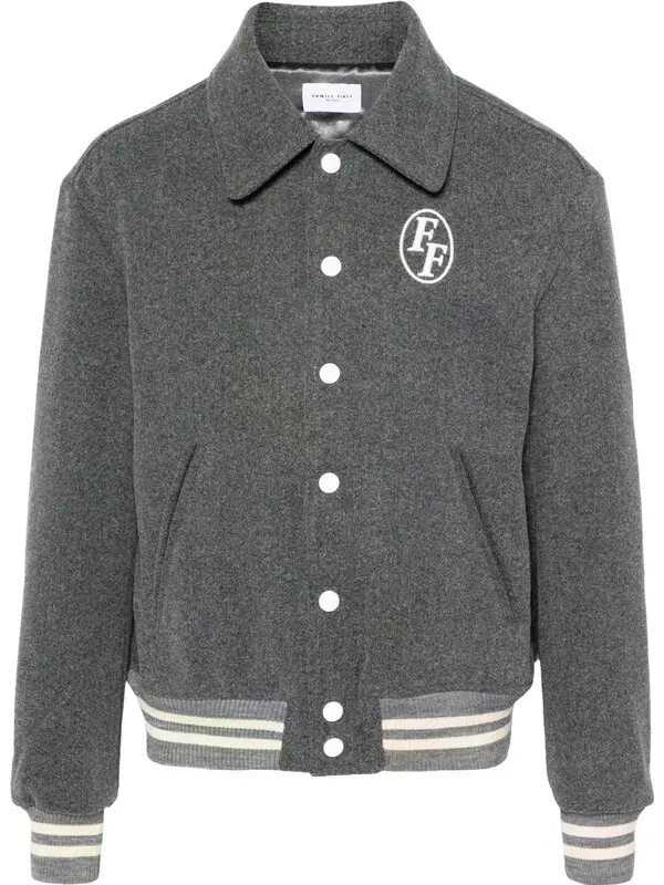 FAMILY FIRST Logo-embroidered Varsity Jacket - Grey