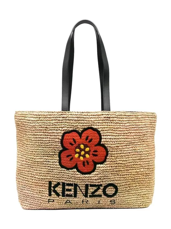 Kenzo Boke Flower Raffia Tote Bag - Neutrals