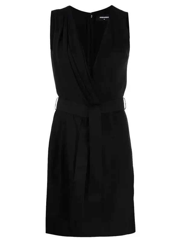 Dsquared2 Belted Silk-crepe Dress - Black