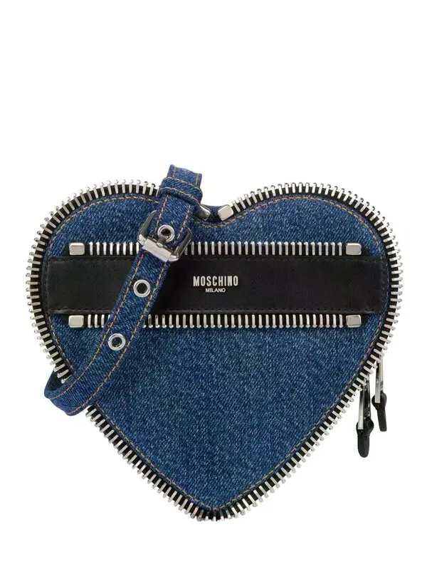 Moschino Heart-shaped Denim Crossbody Bag - Blue