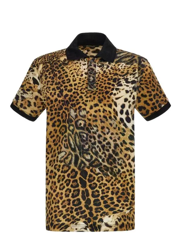 Roberto Cavalli Leopard-print Polo Shirt - Neutrals