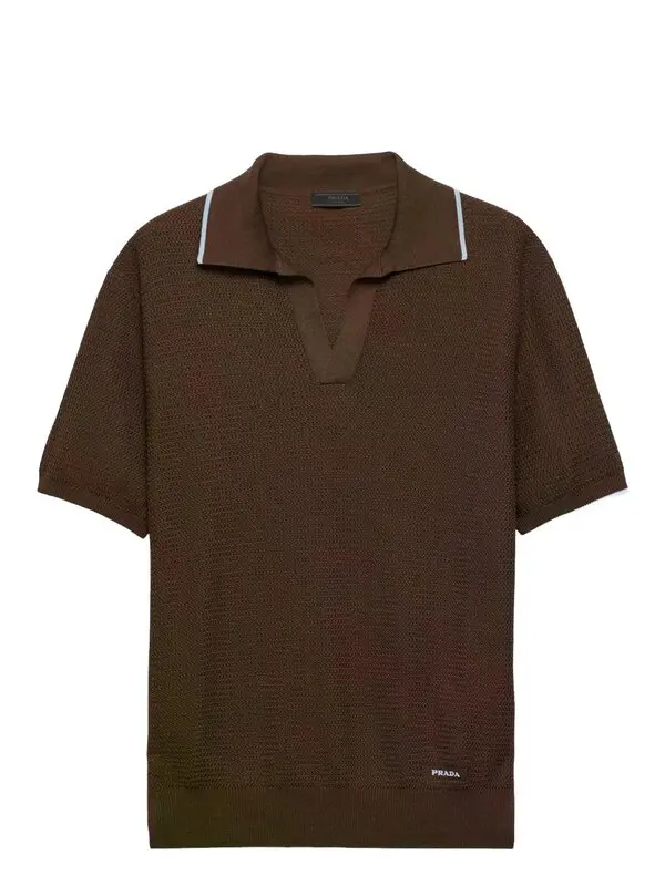 Prada Contrast-trim T-shirt - Brown