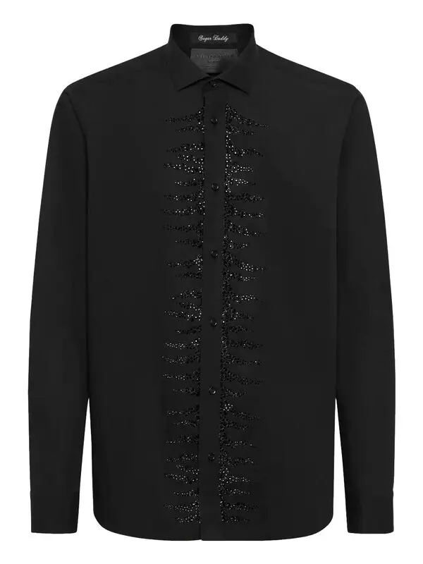 Philipp Plein Rhinestone-embellished Cotton Shirt - Black