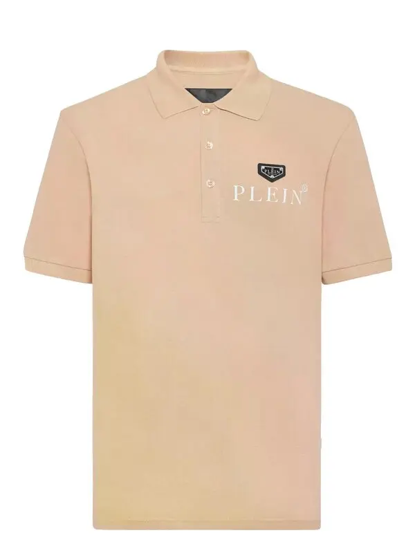Philipp Plein Logo-print Cotton Polo Shirt - Neutrals