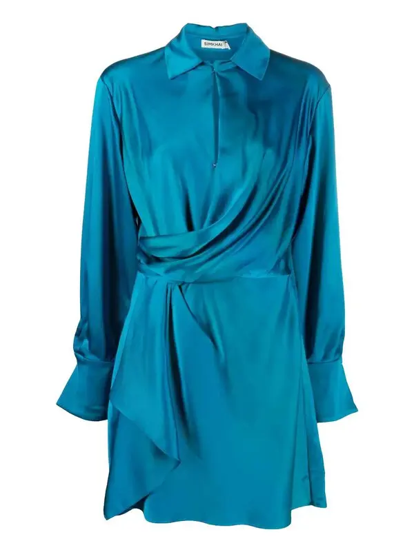 Simkhai Talid Draped Satin Minidress - Blue