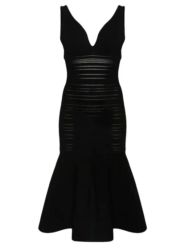 Victoria Beckham Frame Detail Ribbed Dress - Black