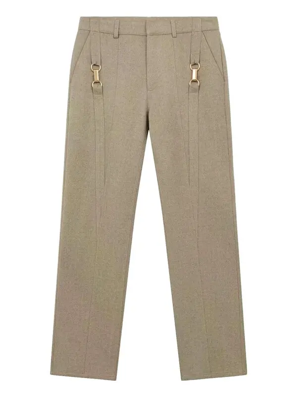 Stella McCartney Hardware-detail Flannel Wool Trousers - Neutrals