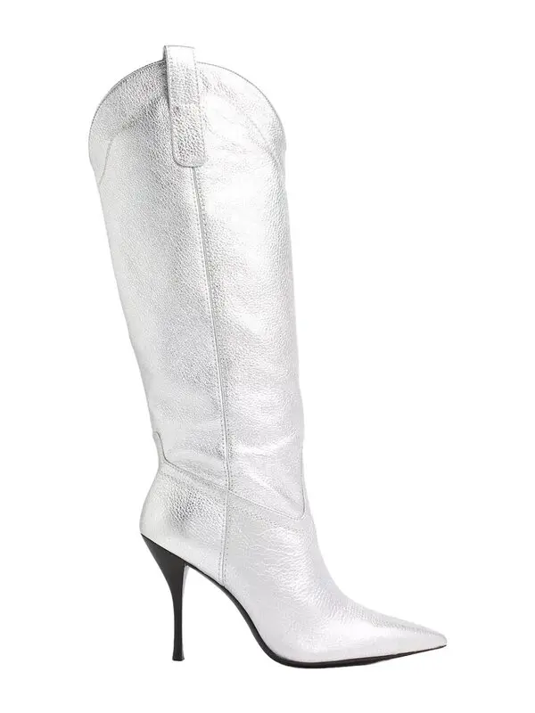 STUART WEITZMAN Metallic High Cowboy Boots - Silver