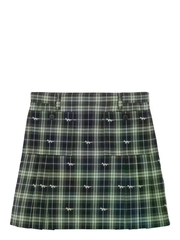 Maison Kitsuné Pocket-embellished Pleated Mini Skirt - Green