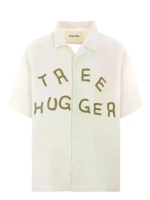 STORY MFG. Greetings Appliqué-lettering Shirt - Neutrals