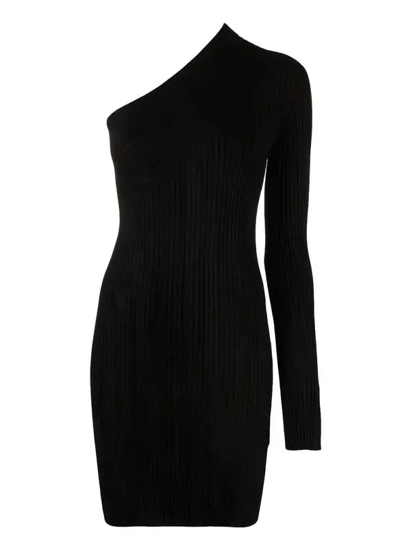 AERON One-shoulder Knitted Minidress - Brown