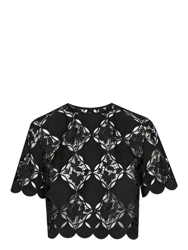 Oscar De La Renta Gardenia Guipure Lace Blouse - Black