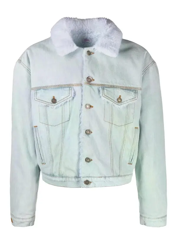 ERL Faux-fur Collar Denim Jacket - Blue