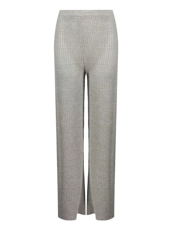 Solid & Striped High-waisted Pointelle-knit Pants - Silver