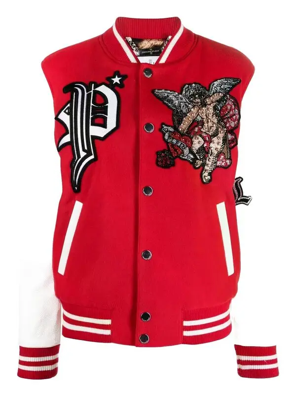 Philipp Plein Love Angel Bomber Jacket - Red