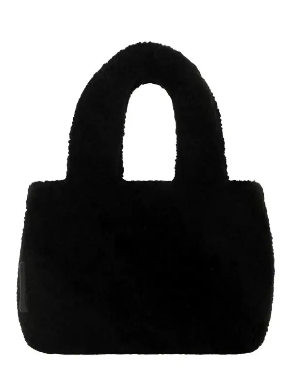 Amina Muaddi Amini Giuly Shearling Tote Bag - Black