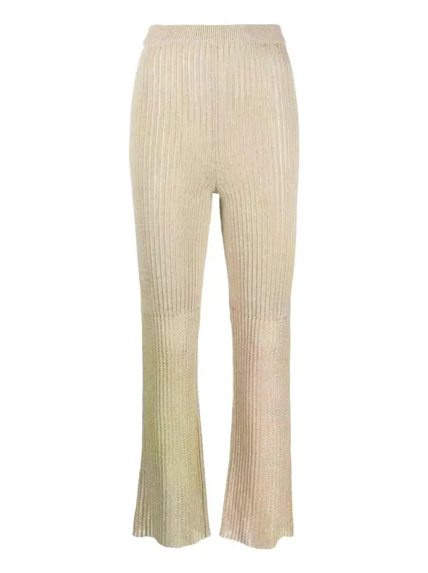 Nanushka High-waisted Ribbed-knit Trousers - Neutrals