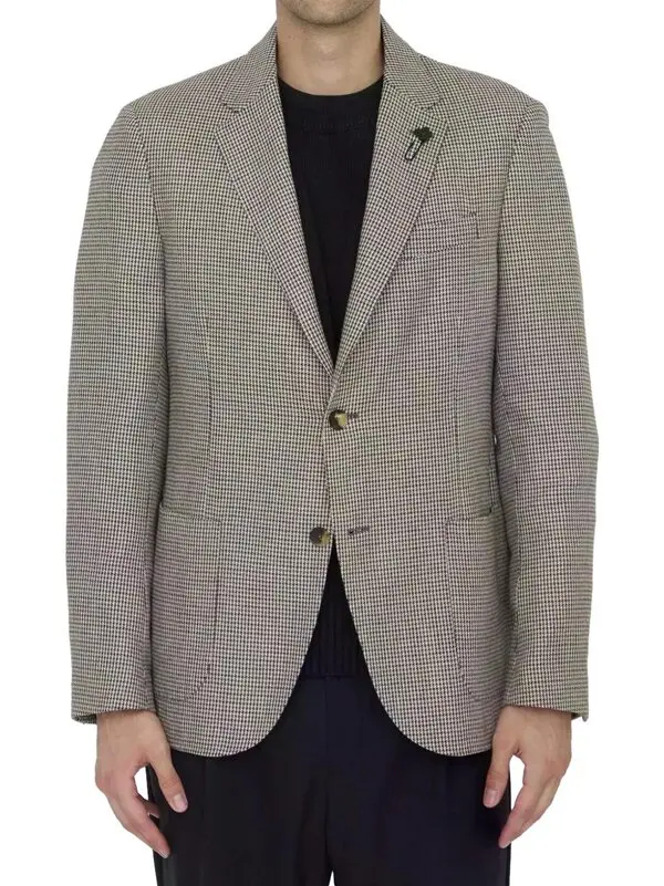 LARDINI Houndstooth-pattern Blazer - Neutrals