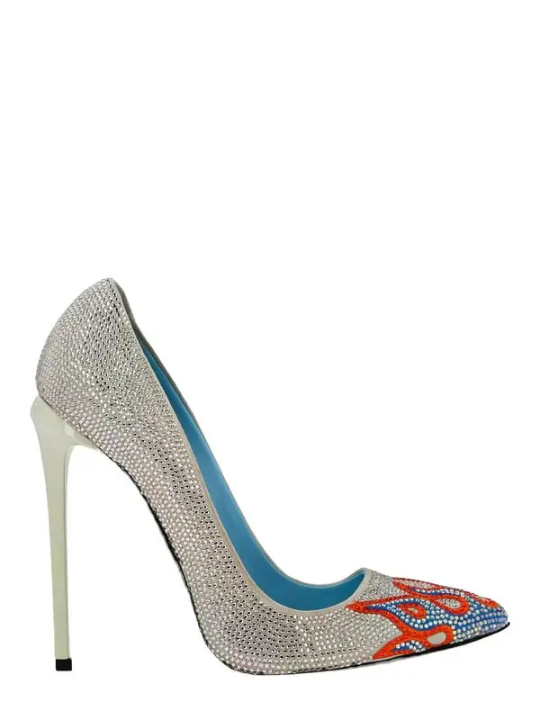 Philipp Plein 120mm Rhinestone-embellished Suede Pumps - Neutrals