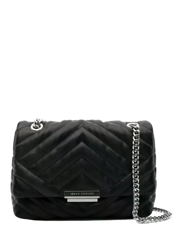 Armani Exchange Logo-plaque Quilted Shoulder Bag - Black