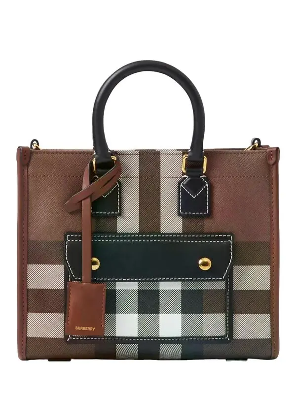 Burberry Mini Check Freya Tote Bag - Brown