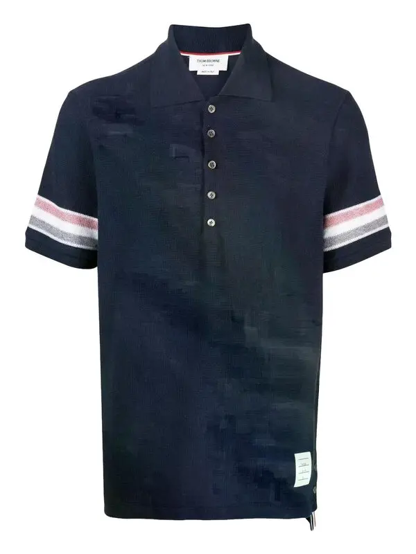 Thom Browne Chest Logo-patch Polo Shirt - Blue