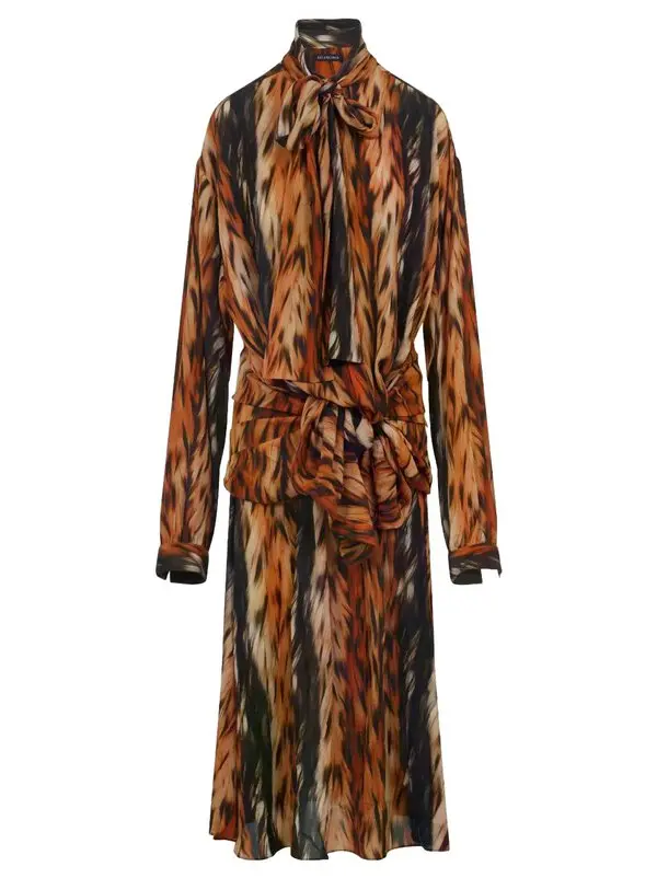 Balenciaga Knotted Midi Dress - Brown