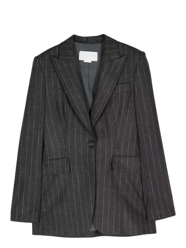 GENNY Pinstriped Melton Virgin Wool-blend Blazer - Grey