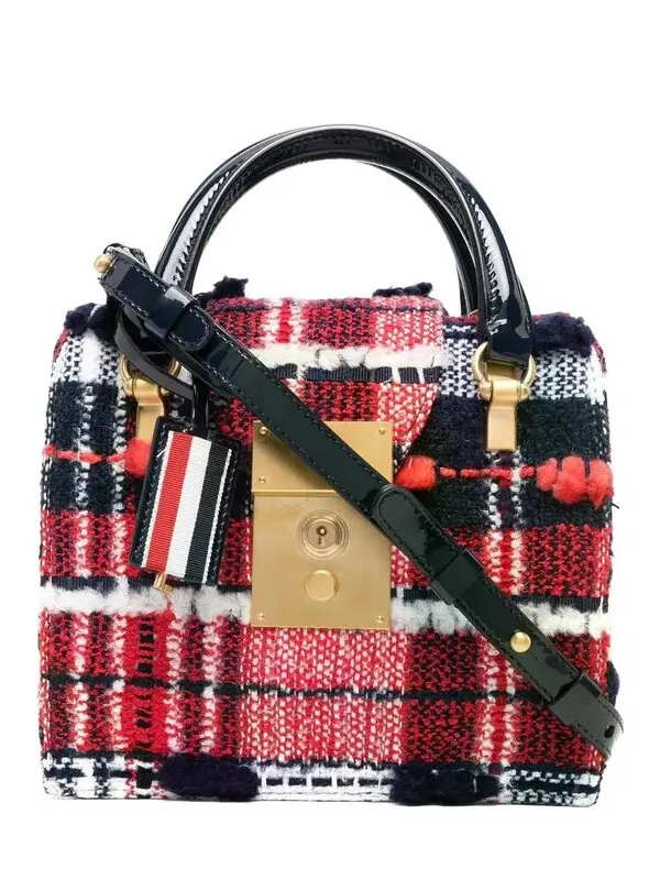 Thom Browne Mini Mrs. Thom Madras Tweed Tote Bag - Red