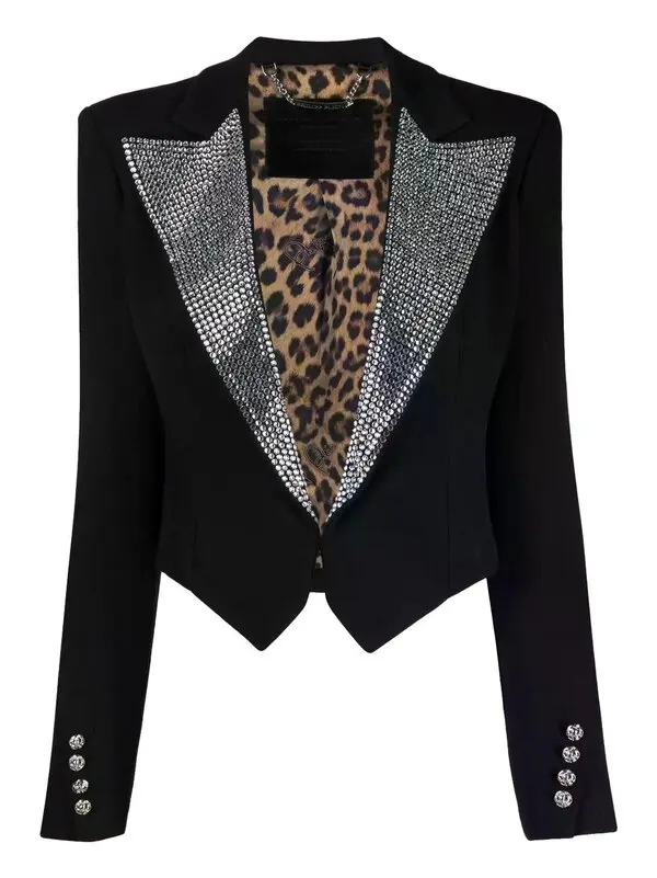 Philipp Plein Crystal-embellished Cropped Blazer - Black