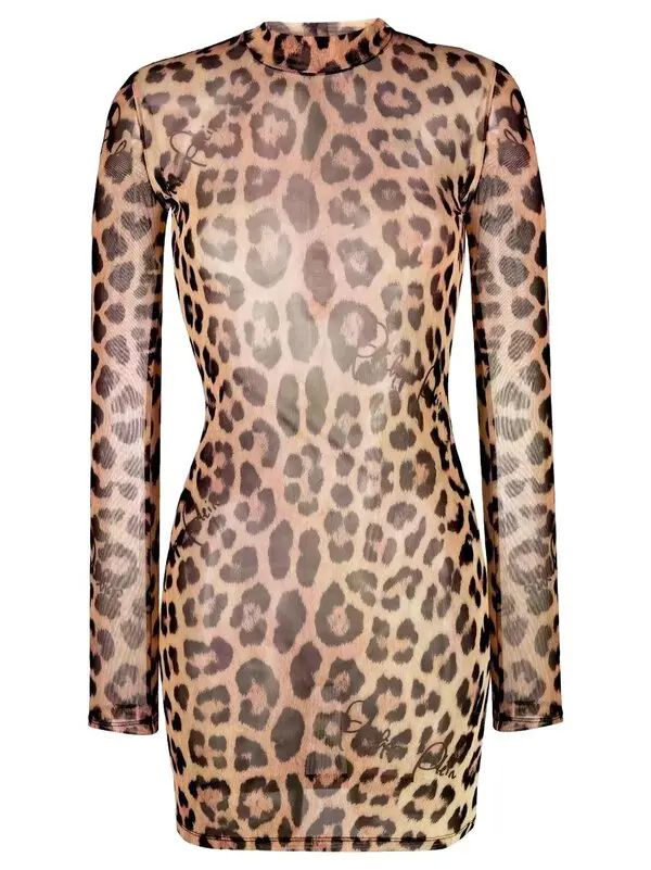 Philipp Plein Leopard-print Mock Neck Dress - Neutrals