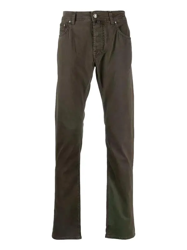Jacob Cohen Straight-leg Trousers With Logo Patch - Brown