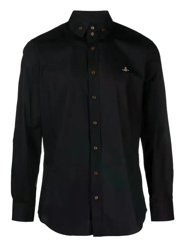 VIVIENNE WESTWOOD Orb-embroidered Poplin Shirt - Black