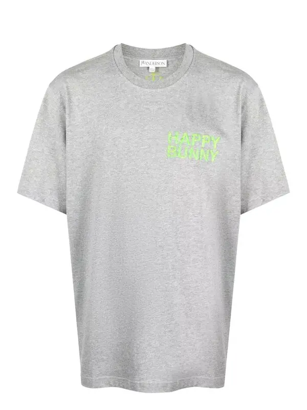 JW Anderson Graphic-print Organic Cotton T-shirt - Grey