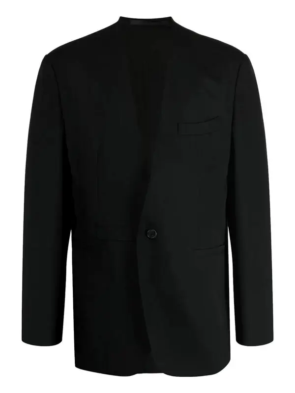 SONGZIO Asymmetric Collarless Blazer - Black
