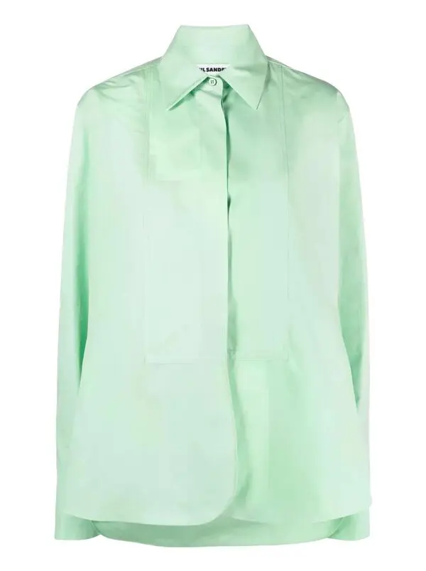 JIL SANDER Long-sleeved Cotton Shirt - Green