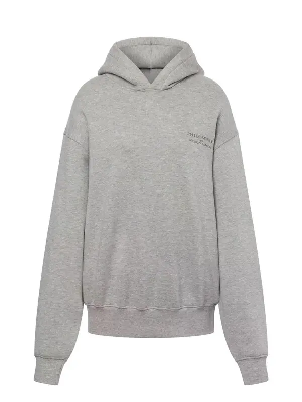 Philosophy Di Lorenzo Serafini Logo-embroidered Cotton Hoodie - Grey