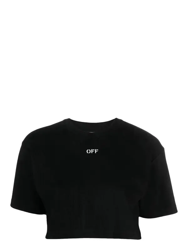 Off-White Off-stamp Cropped T-shirt - Black