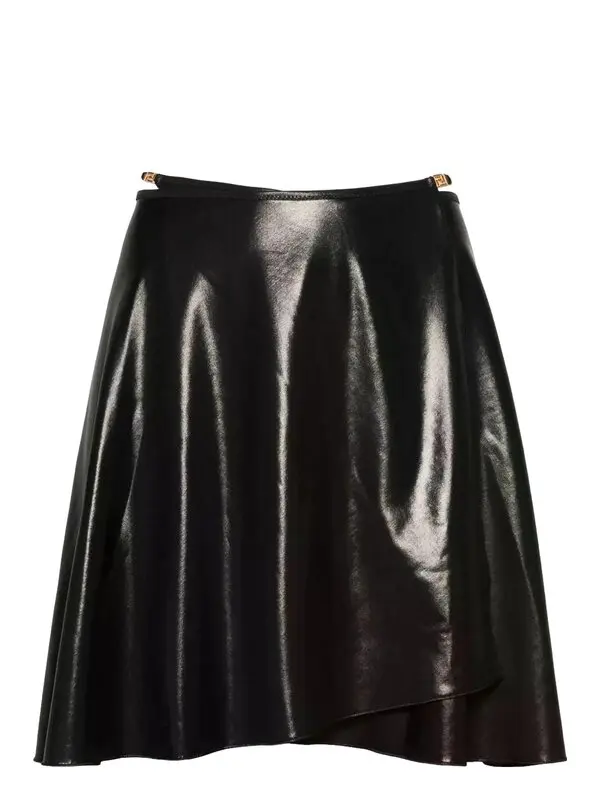 Versace Lamé-effect Wrap Miniskirt With Greca Detailing - Black