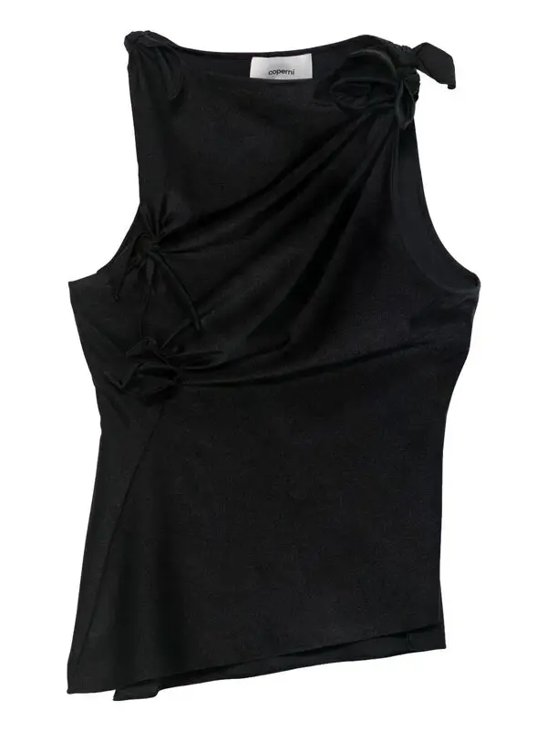 Coperni Asymmetric Floral Top - Black