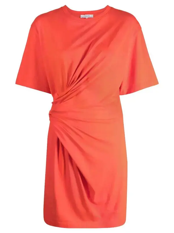 FRAME Short-sleeve Ruched-detail Minidress - Red