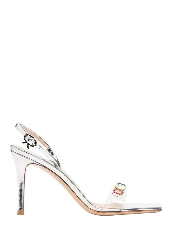 GIANVITO ROSSI Ribbon Heeled Sandals - Silver
