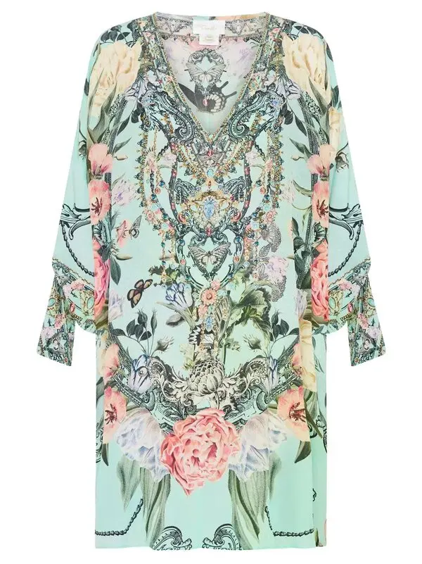 Camilla Petal Promise Land-print Silk Dress - Blue