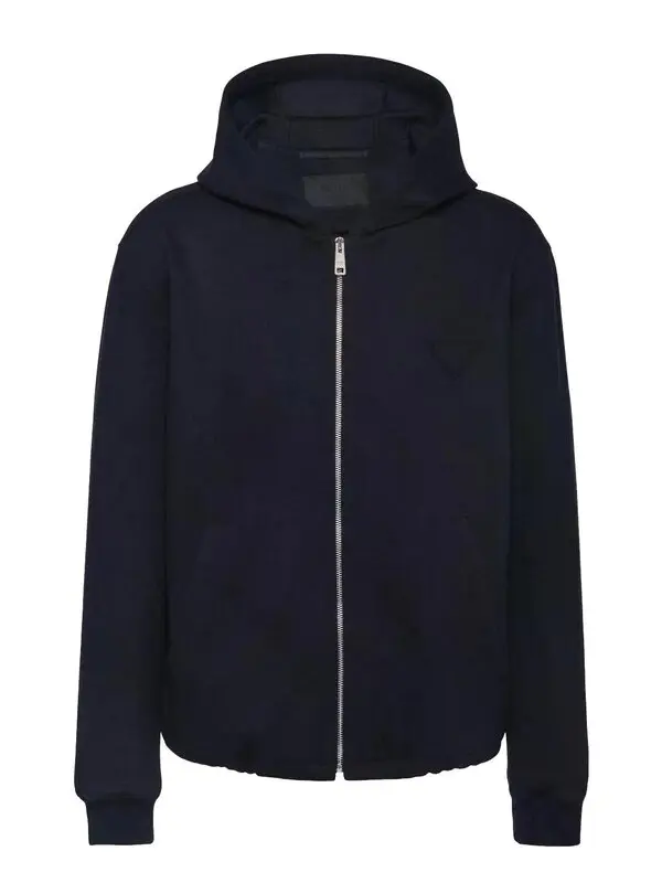 Prada Zip-front Wool Hoodie - Blue